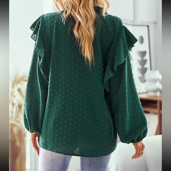 Tops | Boho Swiss Dot Lace Ruffle Blouse | Poshmark